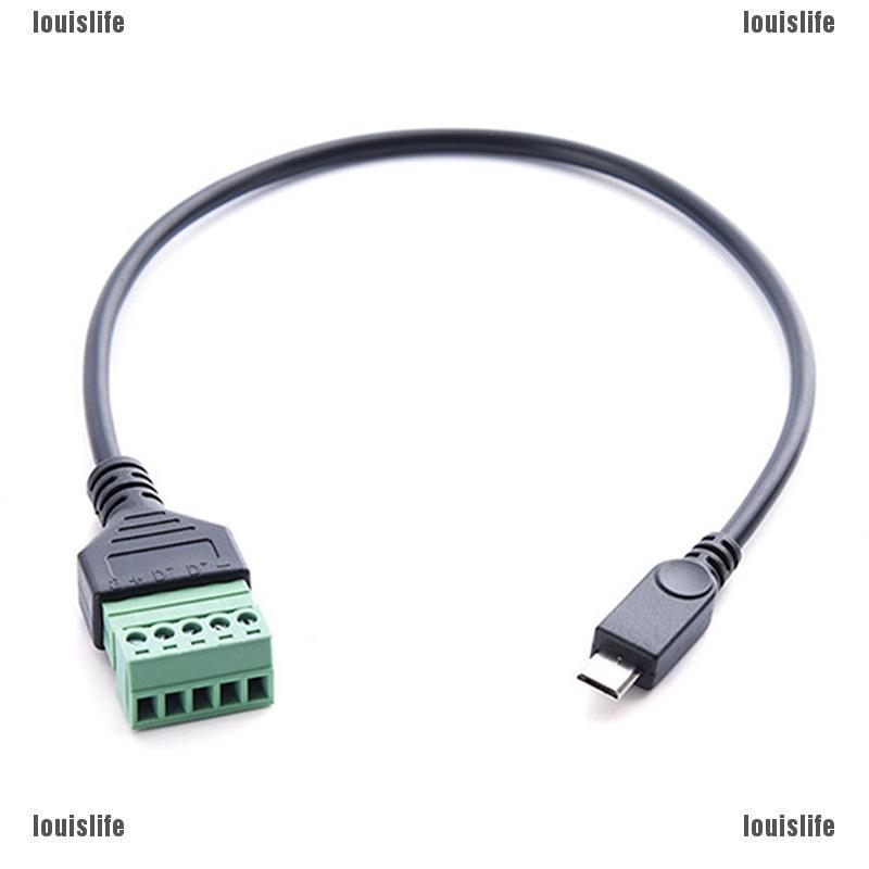 Llth Micro USB Male to 5 Pin Screw Connector with Shield Terminal Plug ...