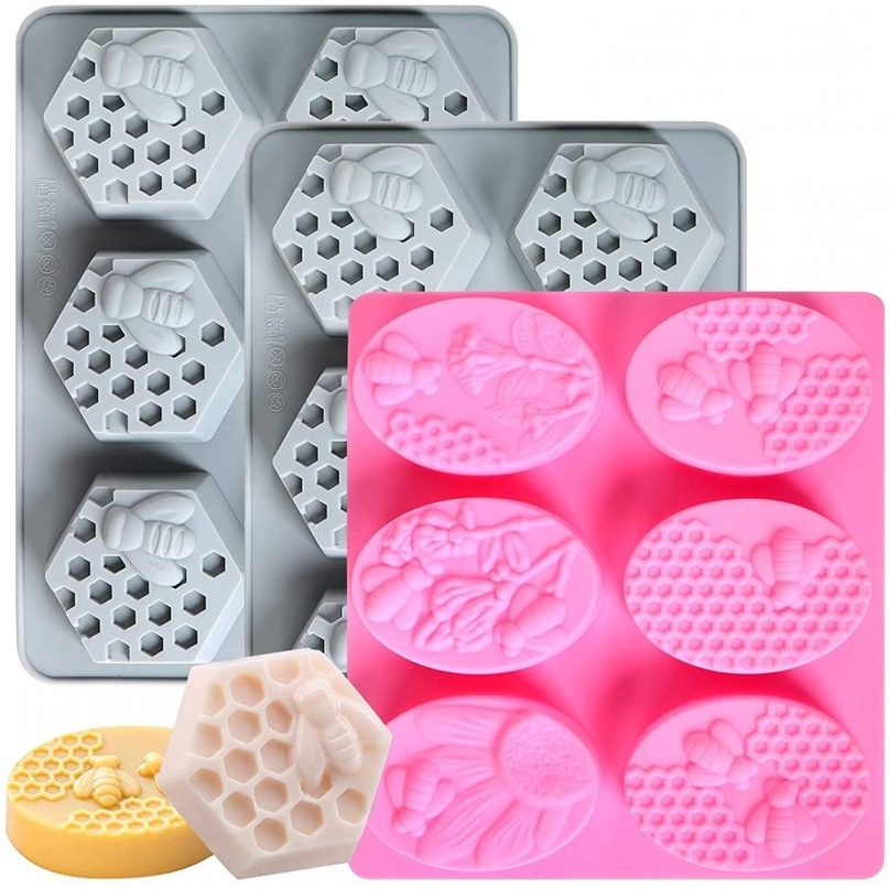 1Pc 6 Hole Silicone 3D Bee Honeycomb Soap Handmade Molds / Food Grade ...