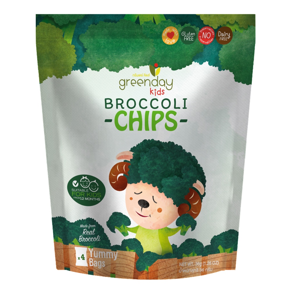 Greenday Kids Broccoli Chips กรีนเดย์คิดส์บร็อคโคลีกรอบ 36 กรัม (9g ...