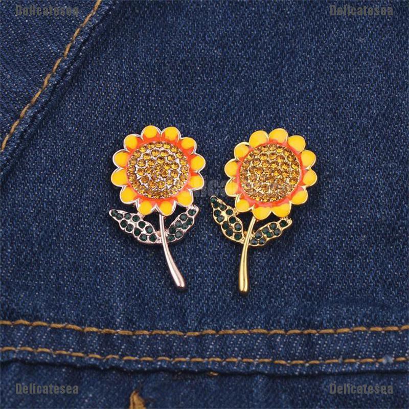 Delicatesea Fashion Crystal Sunflower Brooch Pin Collar Badge Corsage ...