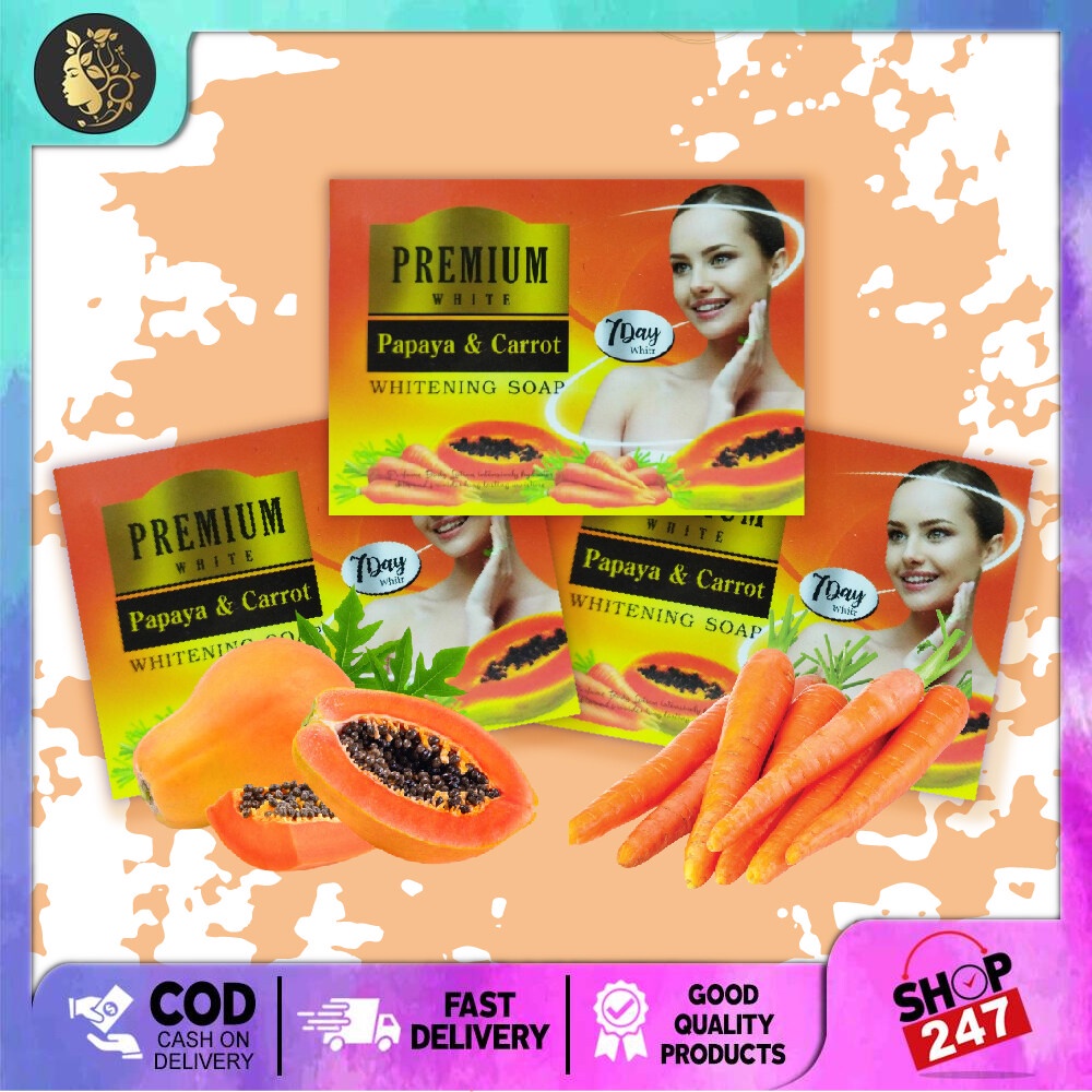 PREMIUM White Papaya & Carrot Whitening Soap 80g 7 days whitening ...