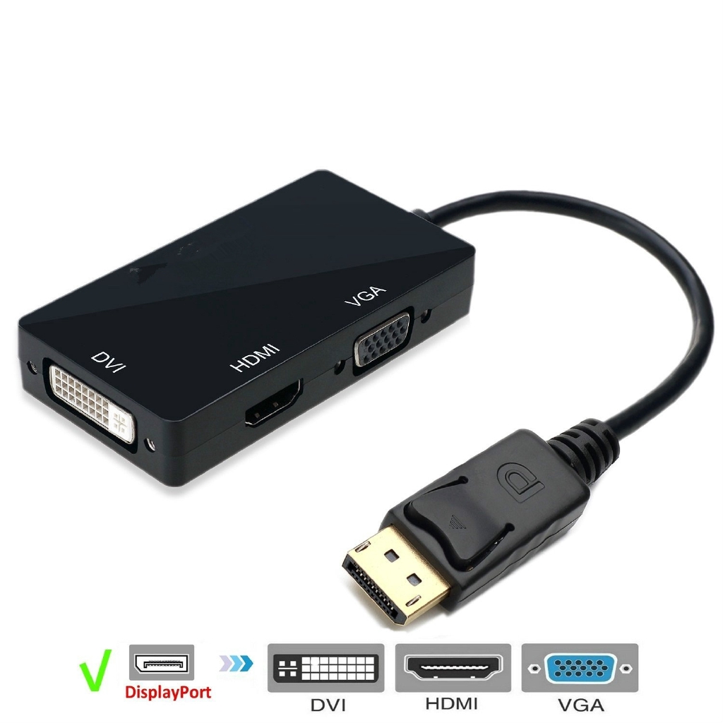 3 In 1 Displayport Dp To Hdmi Dvi Vga อะแดปเตอร์แปลงสายเคเบิ้ล 1080P ...