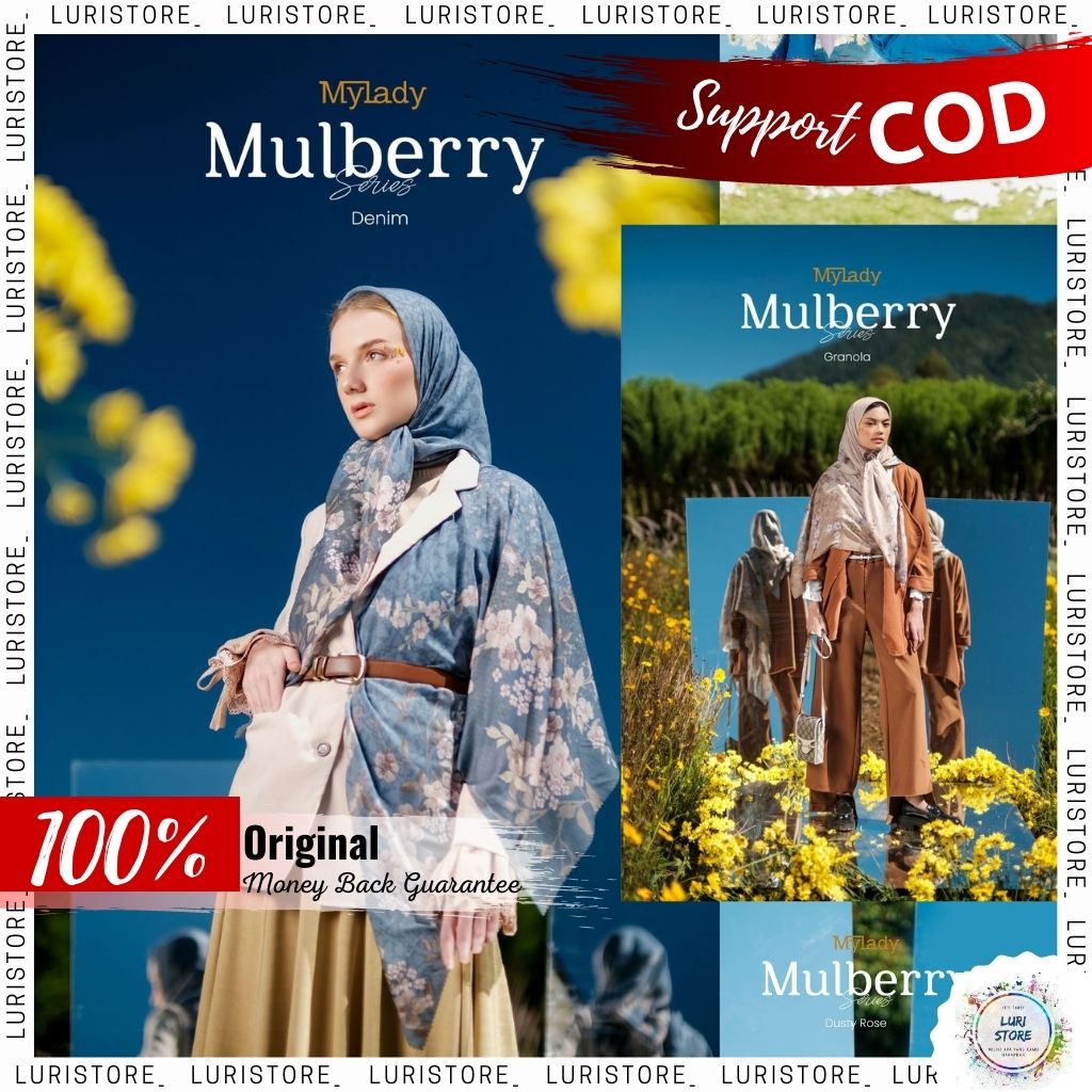 My LADY ORI MULBERRY ผ้าคลุมฮิญาบ คลุมฮิญาบ Quadrilateral Voal ลวดลาย ...