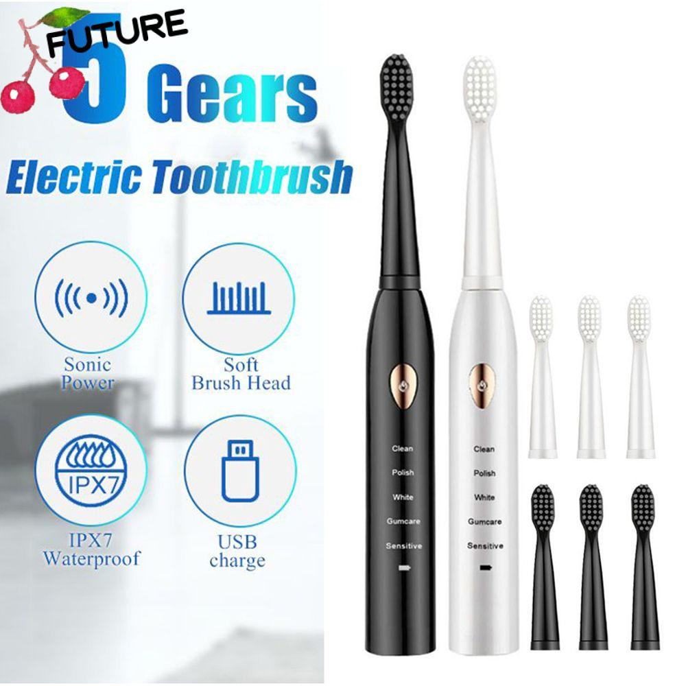 FUTURE???? 4 Brush Heads Electric Toothbrush IPX7 Waterproof Timer ...