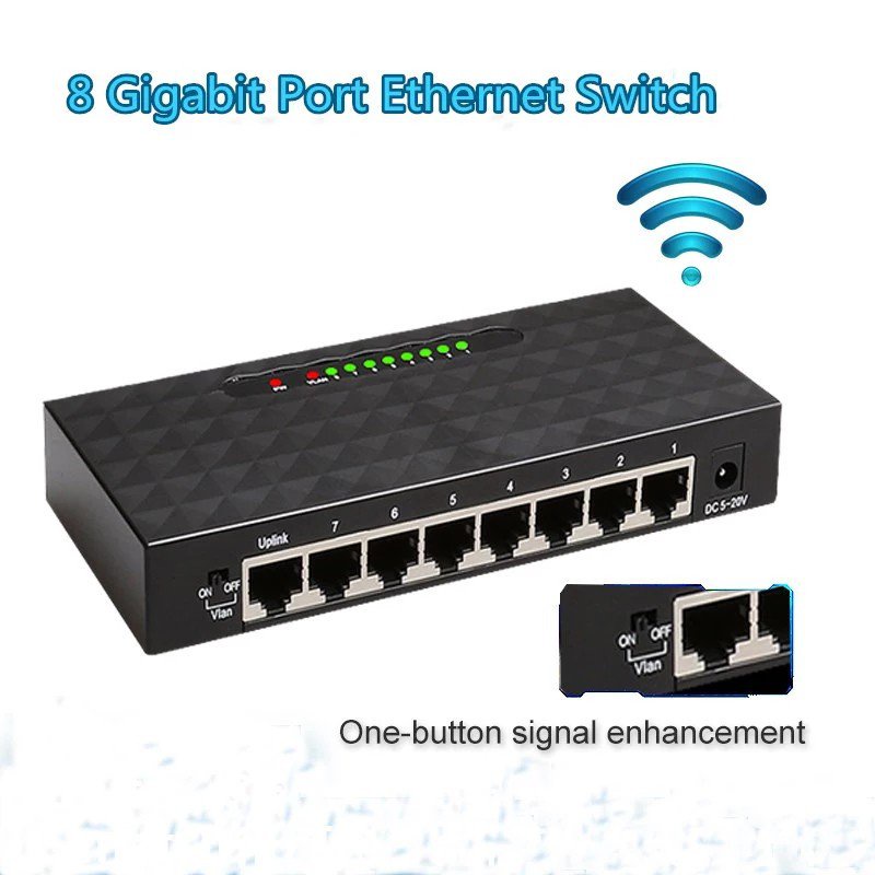 Kb0x 8 ports RJ-45 10/100/1000 Gigabit Ethernet Network Switch Auto-MDI ...
