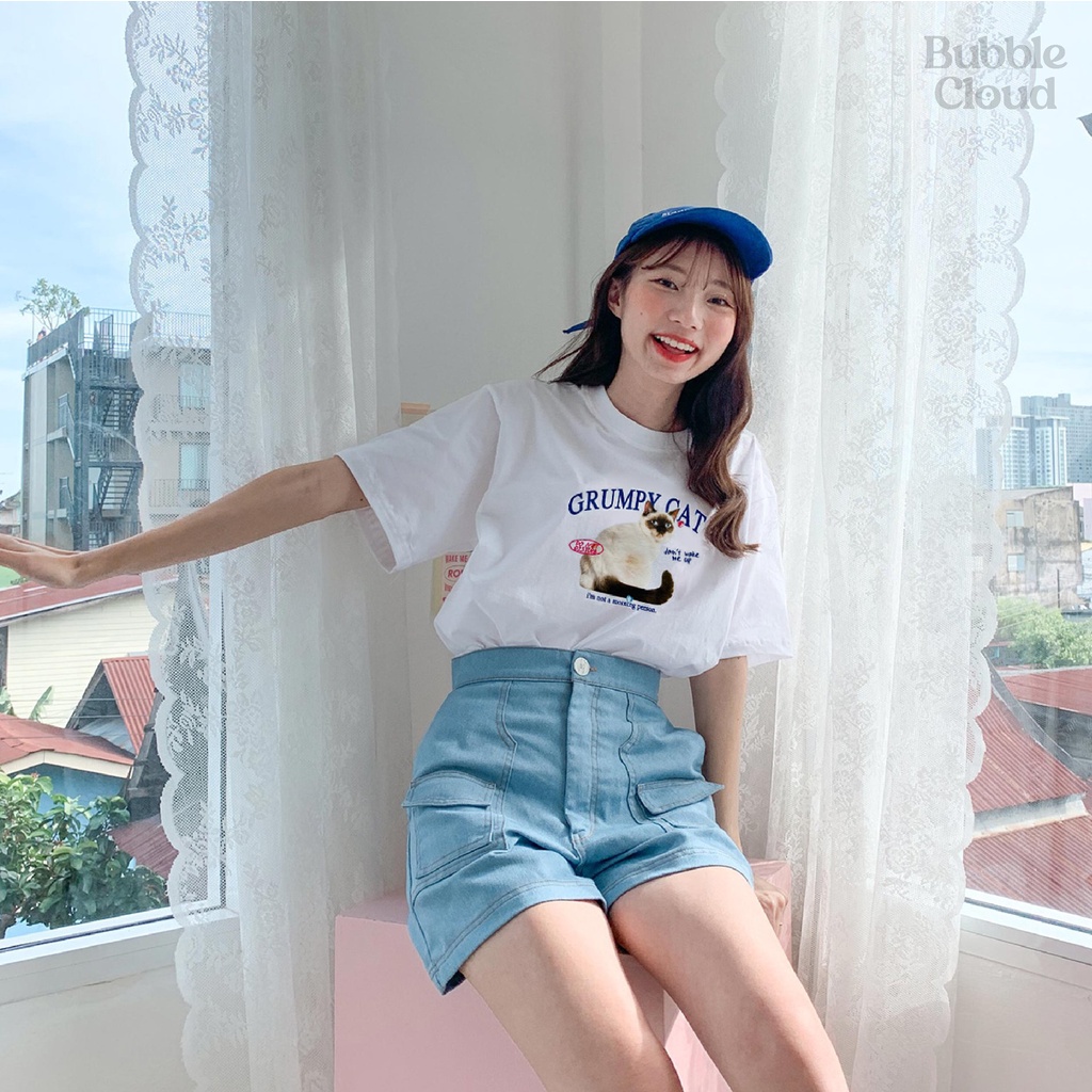 เสื้อยืด เสื้อยืดโอเวอร์ไซส์ KITTEN CLUB SET (COMFY COTTON) - bubblecloud.official - ThaiPick