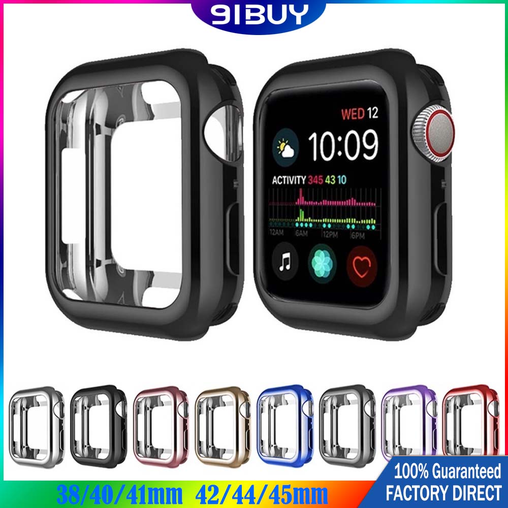 ஐสำหรับ iWatch Case 454442414038 มม. ตัวป้องกันหน้าจอ TPU แบบนุ่มชุบ ...