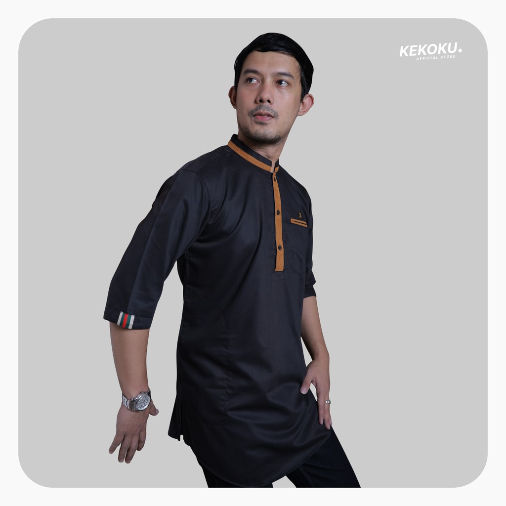 Koko Kurta Wafa เสื้อเชิ้ตผ้าฝ้ายสีดําสําหรับ Toyobo Fodu By Dthree ...