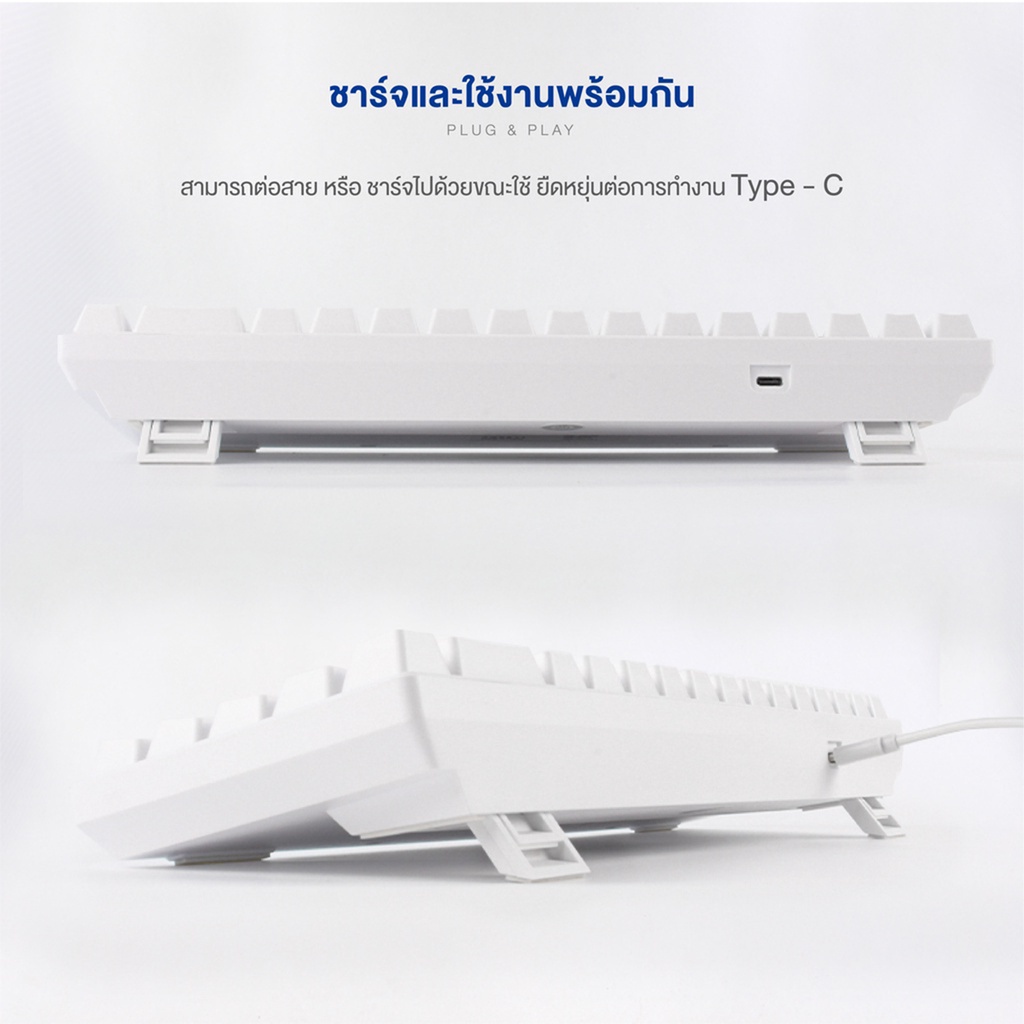 IWACHI คีย์บอร์ด ไร้สาย IK-68 RGB19โหมด Mechanical Keyboard Blue-switch ...