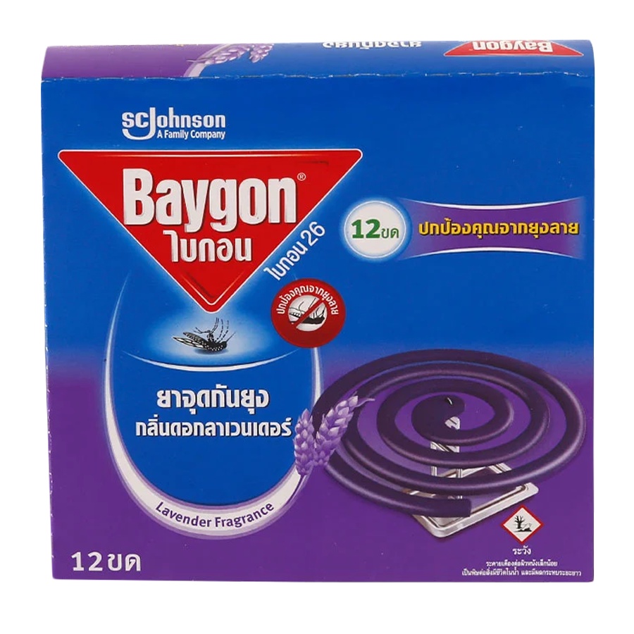 Baygon ไบกอนยาจุดกันยุง กลิ่นลาเวนเดอร์ แพ็ค 6 กล่อง 12 ขด ยากันยุงแบบ ...