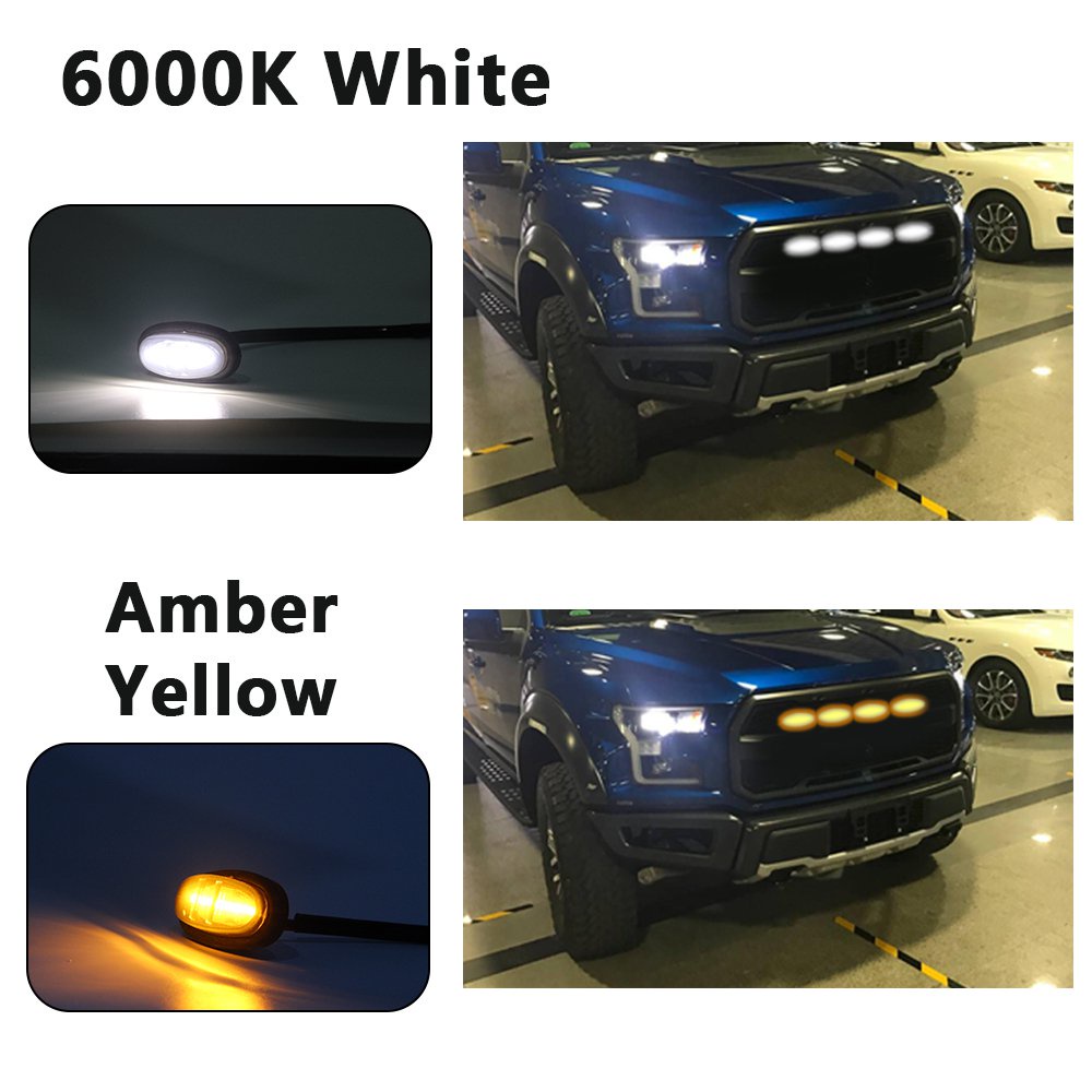 12V Car Front Grille Decorative Lamps DRL Lights LED Day Running Wheel ...