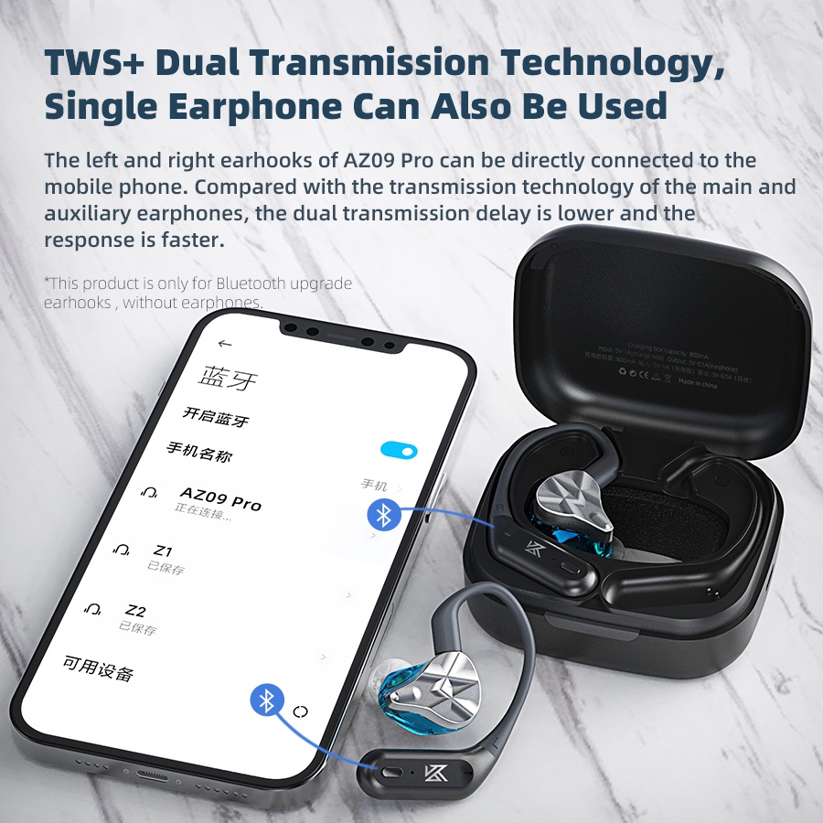 Kz az09 Pro ตะขอเกี่ยวหูบลูทูธไร้สาย 0.75 0.78 มม. สําหรับเล่นเกม ...