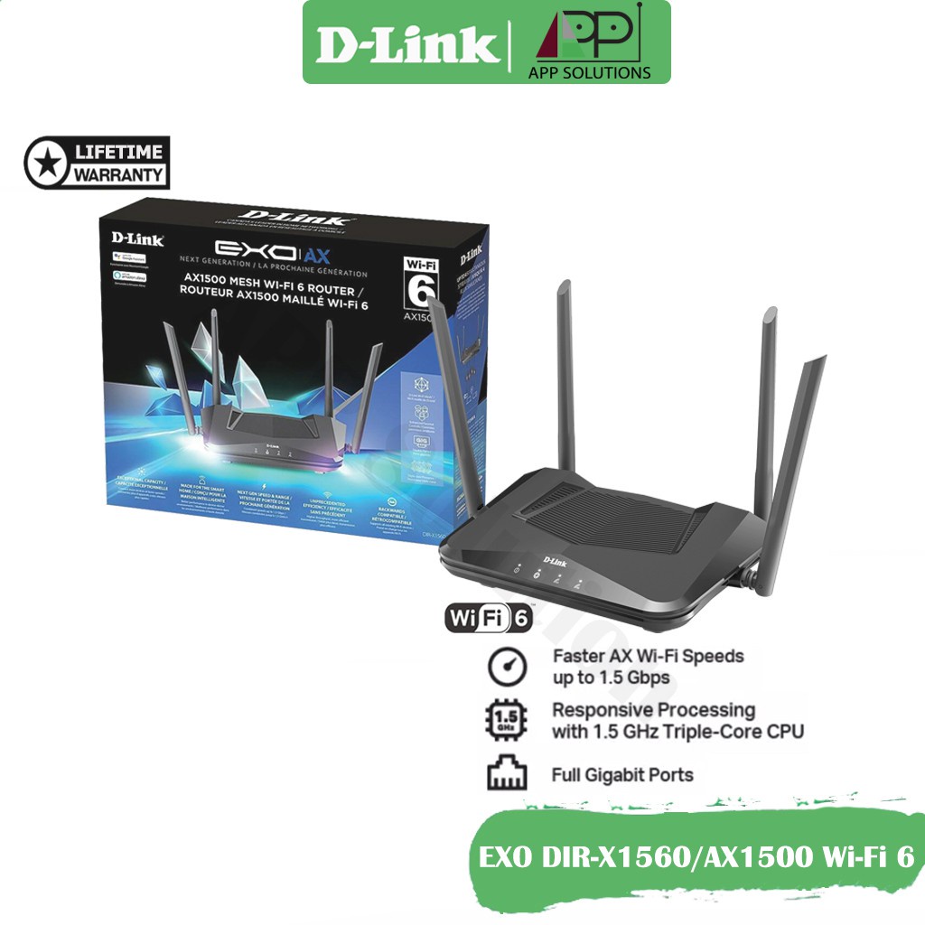 D-LINK Router Mesh Wi-Fi6 AX1500 รุ่นEXO DIR-X1560(ประกันLifetime ...