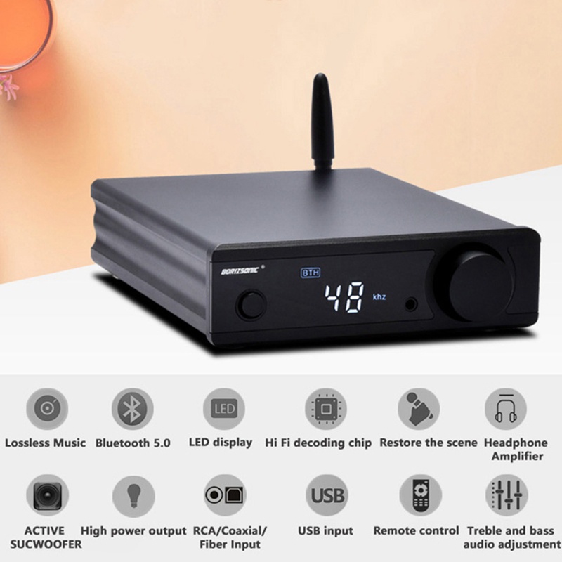 BRZHIFI Audio Amplifier Class D 2.0 100Wx2 DAC USB ES9018K2M Bluetooth ...