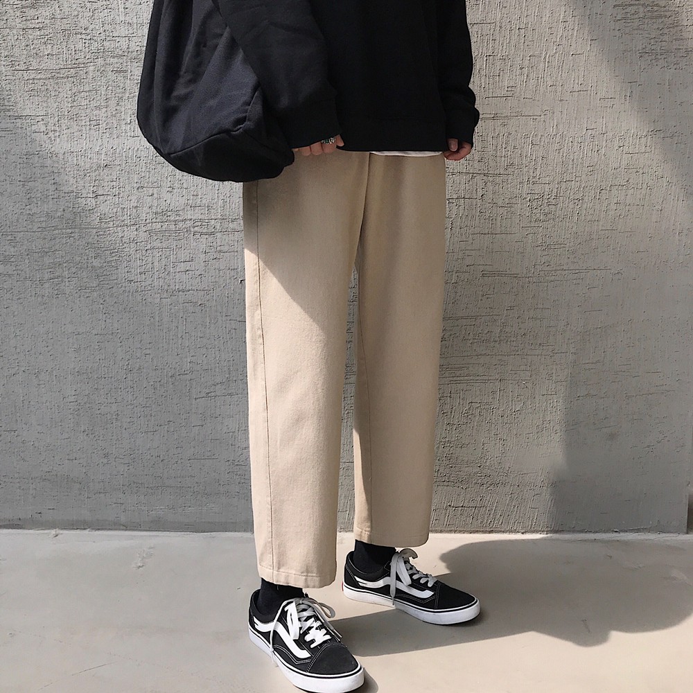 Hong Kong style straight casual pants Korean loose nine-point pants ...