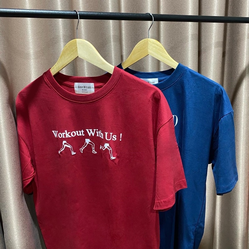 ส่งฟรี เสื้อยืด Oversize ลาย workout with us และ Cornfifld สินค้าพร้อม ...