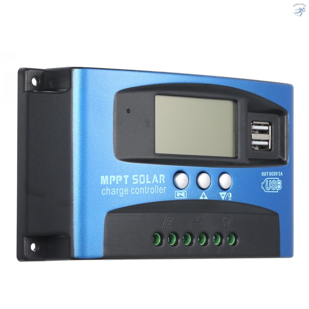 100A MPPT Solar Charge Controller Dual USB LCD Display Auto Solar Cell Panel Charger Regulator ...