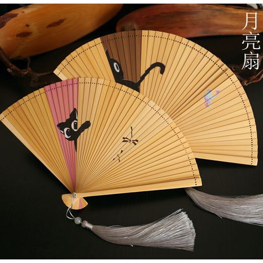 [时光的小店]Moon fan high-end all-bamboo handmade classical bamboo fan 6 ...