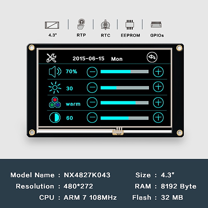 หน้าจอ Lcd 4.3 นิ้ว สําหรับ Nextion Nx4827K043 Enhanced Human-Machine Interface Hmi English ...