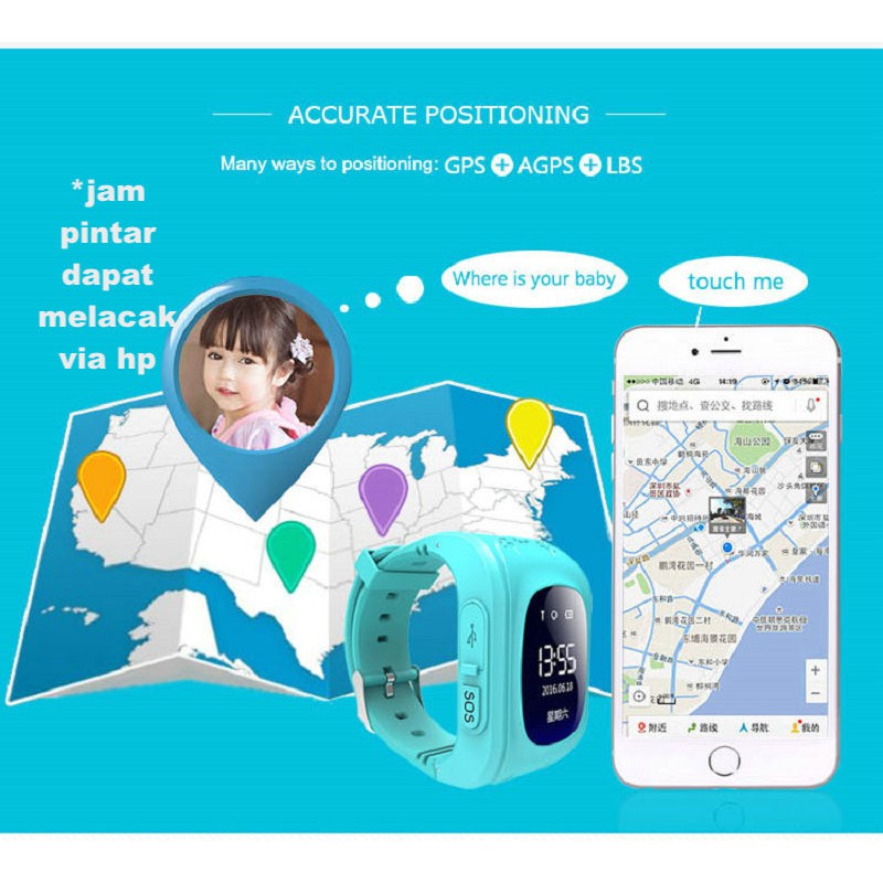 นาฬิกาข้อมือ Smartwatch Q50 Gps สีดําสําหรับเด็ก - pasarbb.th - ThaiPick