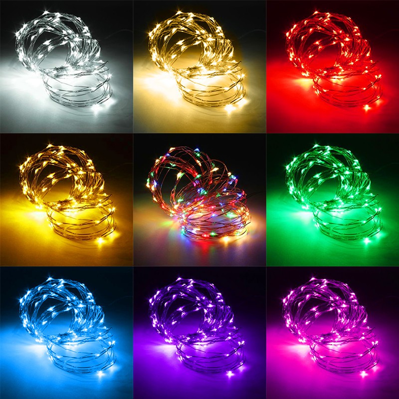 100LED 10M LED Flash Copper Wire String Lights Decorative Light Gift ...