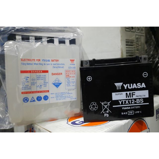 แบตเตอรี่ Yuasa YTX12-BS ใส่ได้กับรถบิ๊กไบค์ | Shopee Thailand