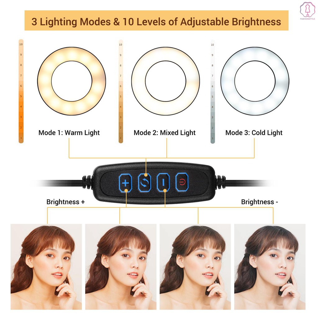 Andoer 3.5 Inch Clip-On Mini USB Ring Light Fill-in Lamp 3 Lighting ...