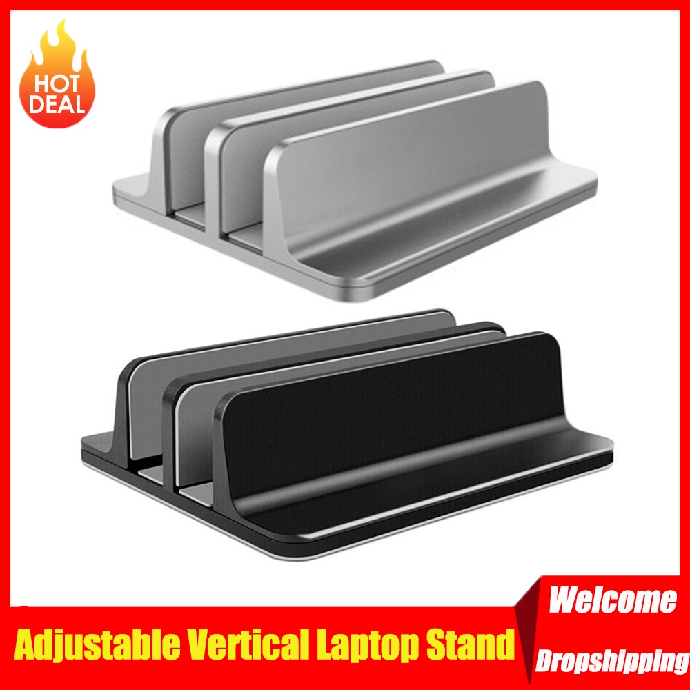 Aluminum Alloy Adjustable Vertical Laptop Stand Bookshelf 2 Slot ...