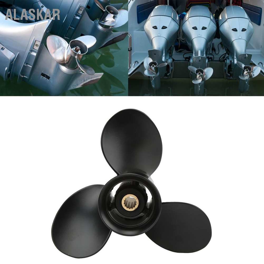 ALASKAR Boat Motor Propeller 3 Blades 14 Spline Teeth Right Rotation ...
