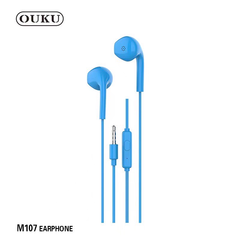 หูฟัง OUKU M107 สี น้ำเงิน แดง Small Talk Earphone OUKU iรุ่น M107 ใช้งานได้ทั้งระบบ androidIOS ...