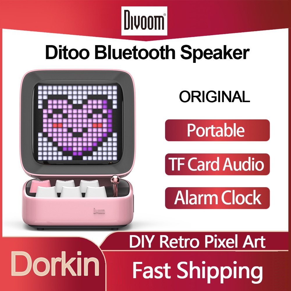 Divoom Ditoo Plus Retro Pixel Art ลําโพงบลูทูธไร้สายนาฬิกาปลุก DIY จอ ...