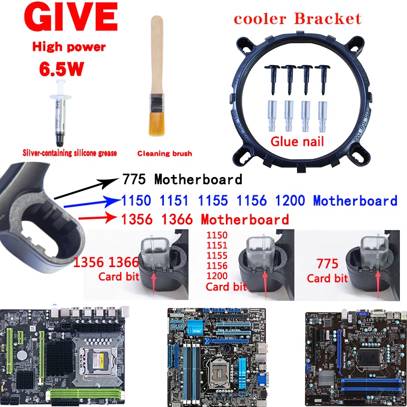 20CPU Cooler Heat Pipes 90mm 3 Pin RGB for Intel LGA 1200 1155 1356 ...