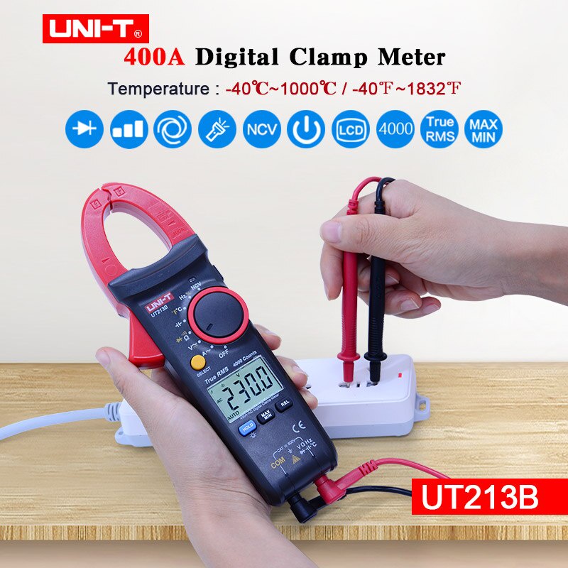 Uni-T มัลติมิเตอร์ดิจิตอล Clamp Meter Ut213B True Rms Ac Dc โวลต์มิเตอร์ Ac แอมมิเตอร์โอห์ม ...