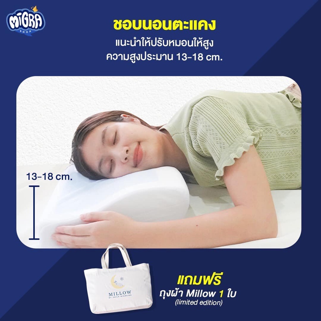 Millow Pillow I หมอนสุขภาพลดไมเกรน ลดอาการปวดกล้ามเนื้อคอ บ่า ไหล่ รุ่น ...