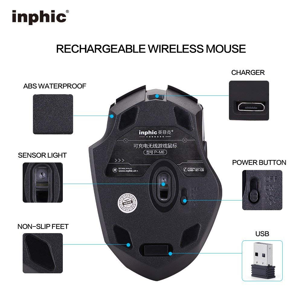 (ใหญ่) เม้าส์ไร้สาย Inphic M6 M6P M6BS เมาส์ไร้สาย เมาส์บลูทูธ wireless ...
