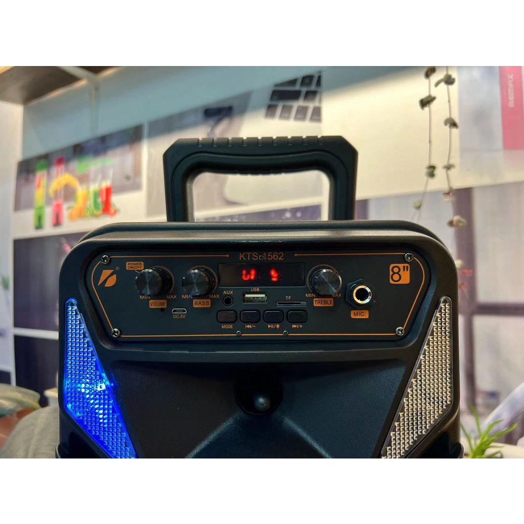 ลำโพงบลูทูธ KTS-1562 ดอก8นิ้ว แถมไมค์สาย ปรับเบสได้ รองรับAUX/USB/TF เก็บปลายทางได้ - flowerjue ...