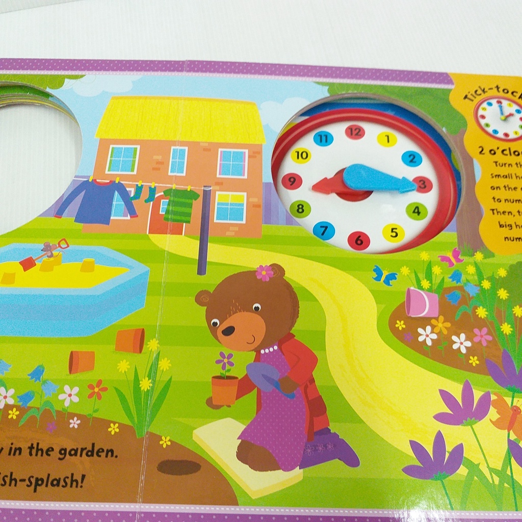Tick Tock Clock Book นิทานภาษาอังกฤษ มือสอง บอร์ดบุ๊ก นาฬิกาหมุนได้ Farmfunbook Thaipick