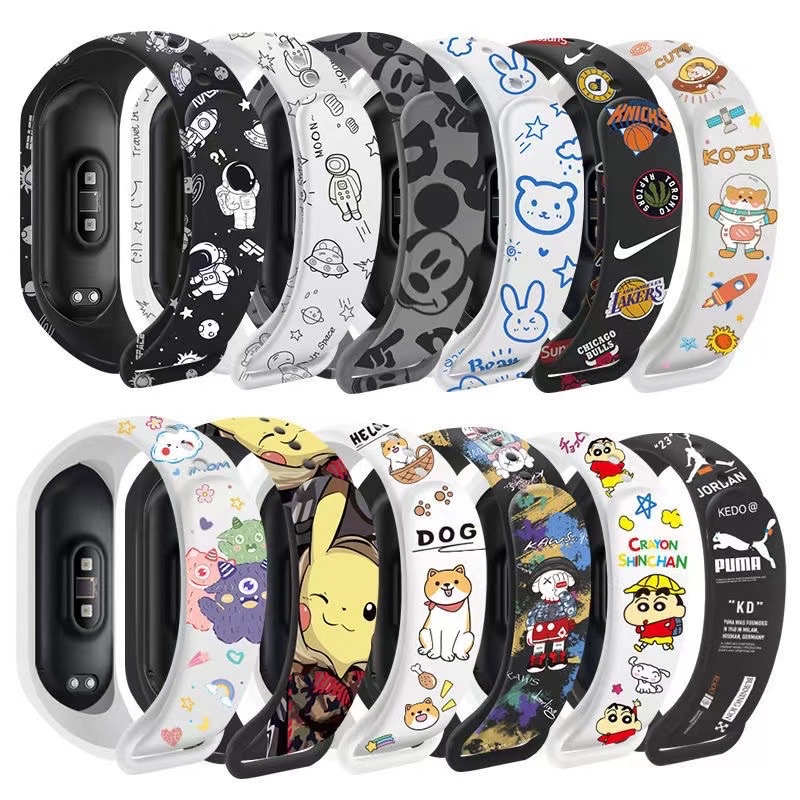 พร้อมส่งจากไทย สายซิลิโคน TPU ลายการ์ตูน Xiaomi Mi band 7 6 5 สาย Miband สายสปอร์ต สายMiband 7 ...