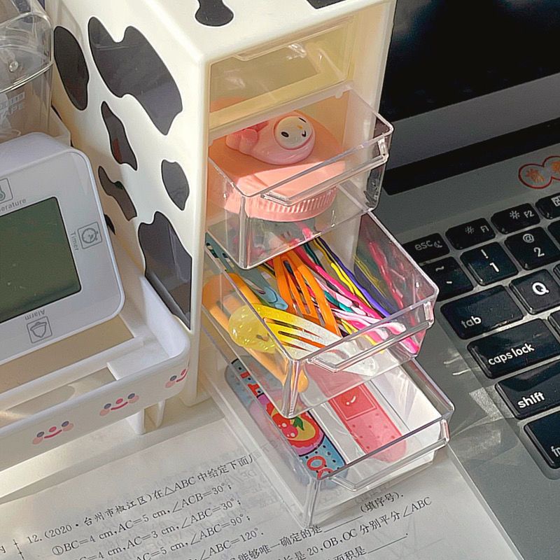 Ohaya Desktop Drawer Type Storage Box 4 grids Storage Cosmetic Journal ...