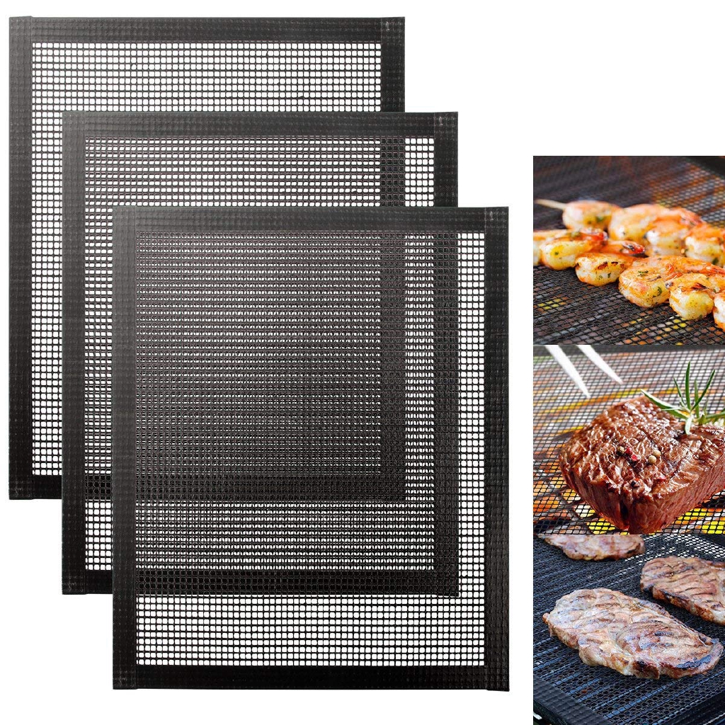 Barbecue Grill Mat Set of 3 Cooking Grill Mat Mesh Anti-Adhesive ...