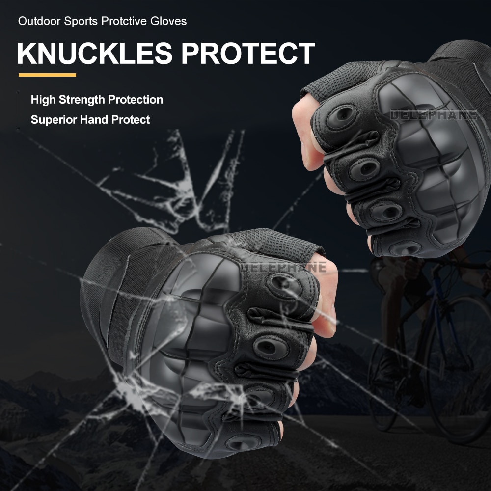 Please COD Summer PU Leather Fingerless Tactical Gloves Military Men ...