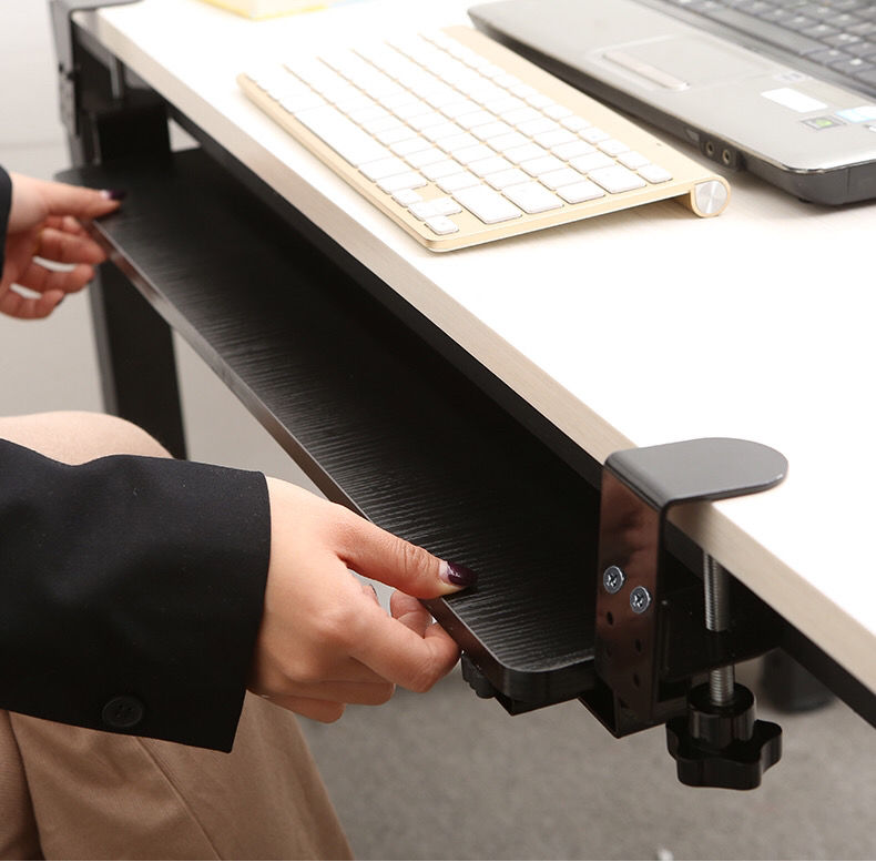 Punch-free desktop extension board keyboard bracket slide rail drawer ...