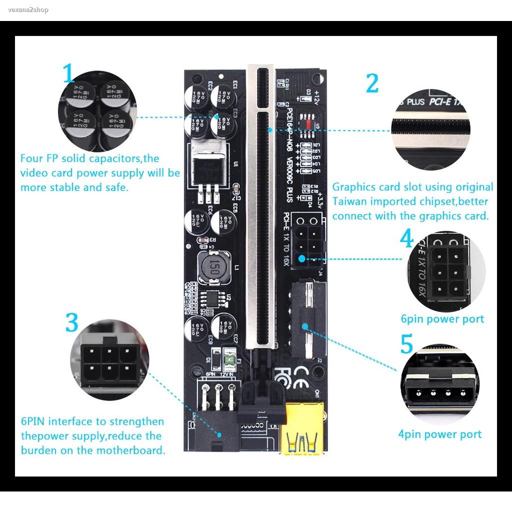 มีสินค้าในสต๊อก จัดส่งจากกรุงเทพRiser 009c Plus (7 led) สายไรเซอร์ Pci ...