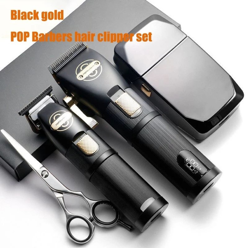 Pop Barbers Hair Trimmer Clippers Black Gold Set Professional Electric ...