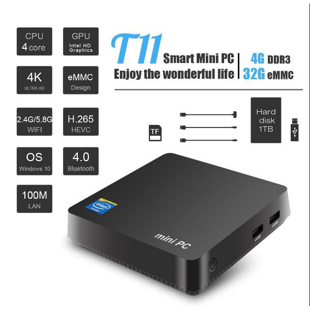 Mini PC Intel Z8350 4 Core 4GB+64GB WIN10 HDMI&VGA Output WIFI UHD H265 ...