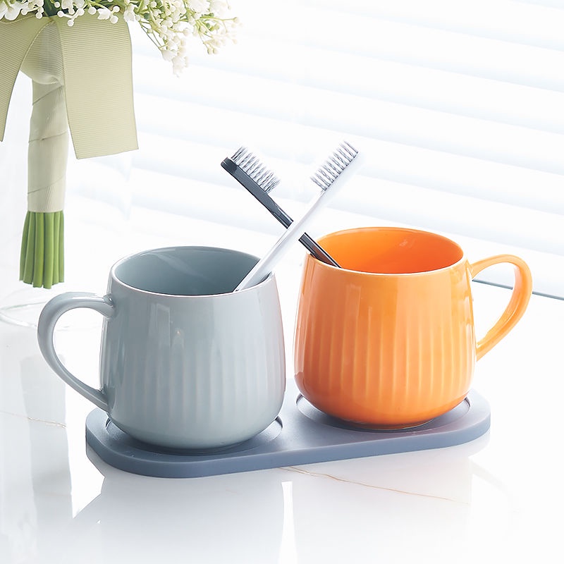 Nordic Ceramic Mug Mouth Cup Couple Set Simple Brushing Cup Household ...
