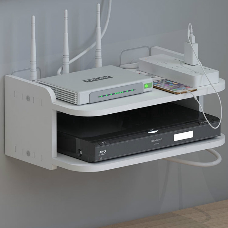 Non perforated living room TV wall set top box shelf router storage box ...