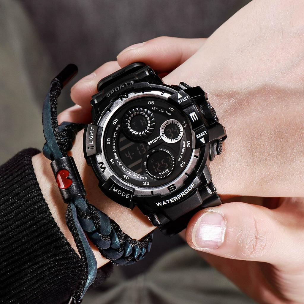 Black Technology Watch Male Student Adult Big Dial Cool Outdoor Sports ...