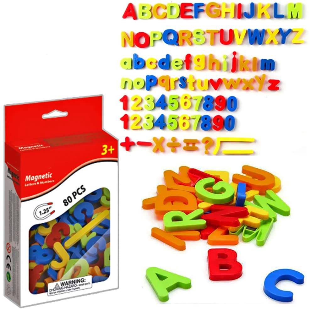 80Pcs Kids Magnetic Alphabet Letter English Letters Maths Number Symbol ...
