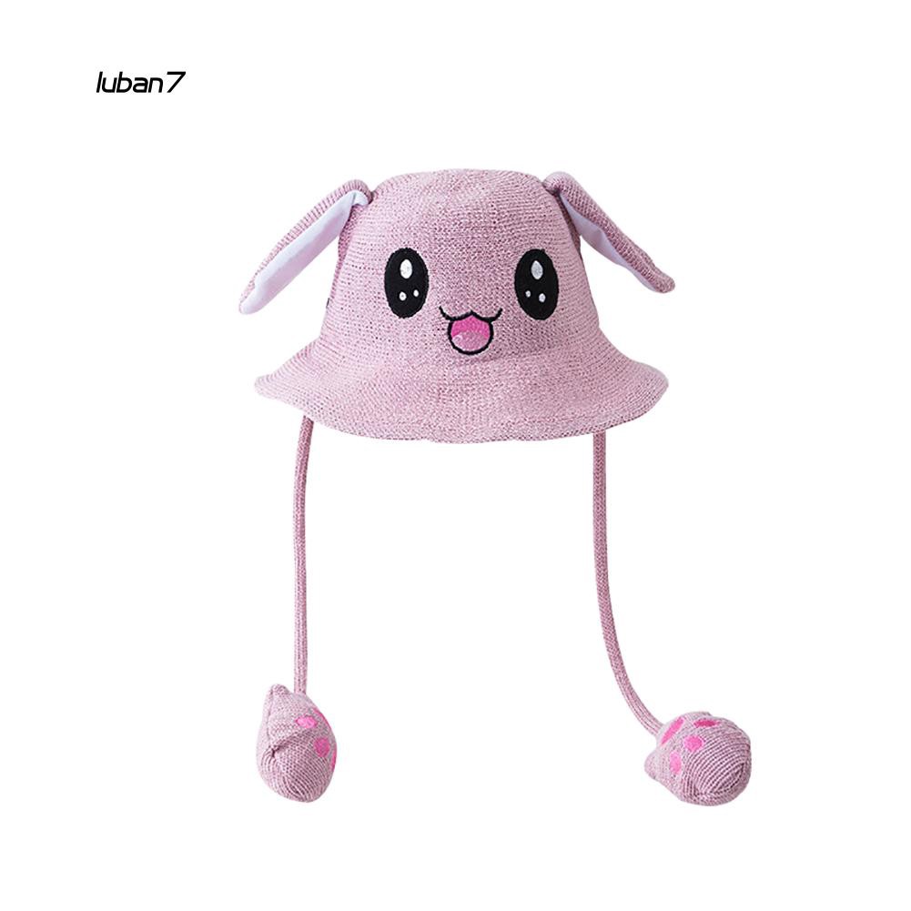 Luban♥Cute Unisex Rabbit Ear Plush Knitted Airbag Pop-up Summer Beanie ...